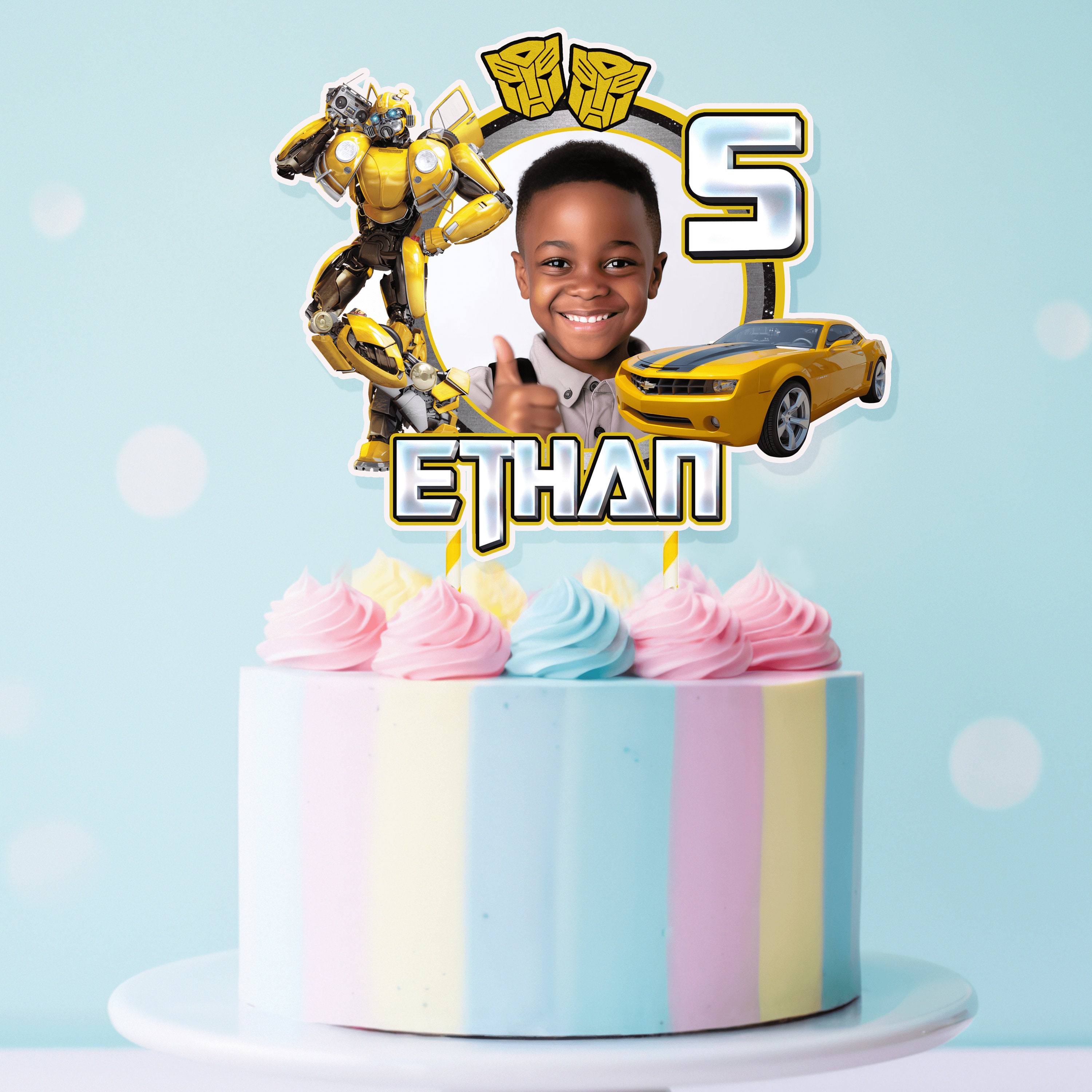 Transformers Cake Topper With PHOTO Bumblebee Printable Cake - Etsy