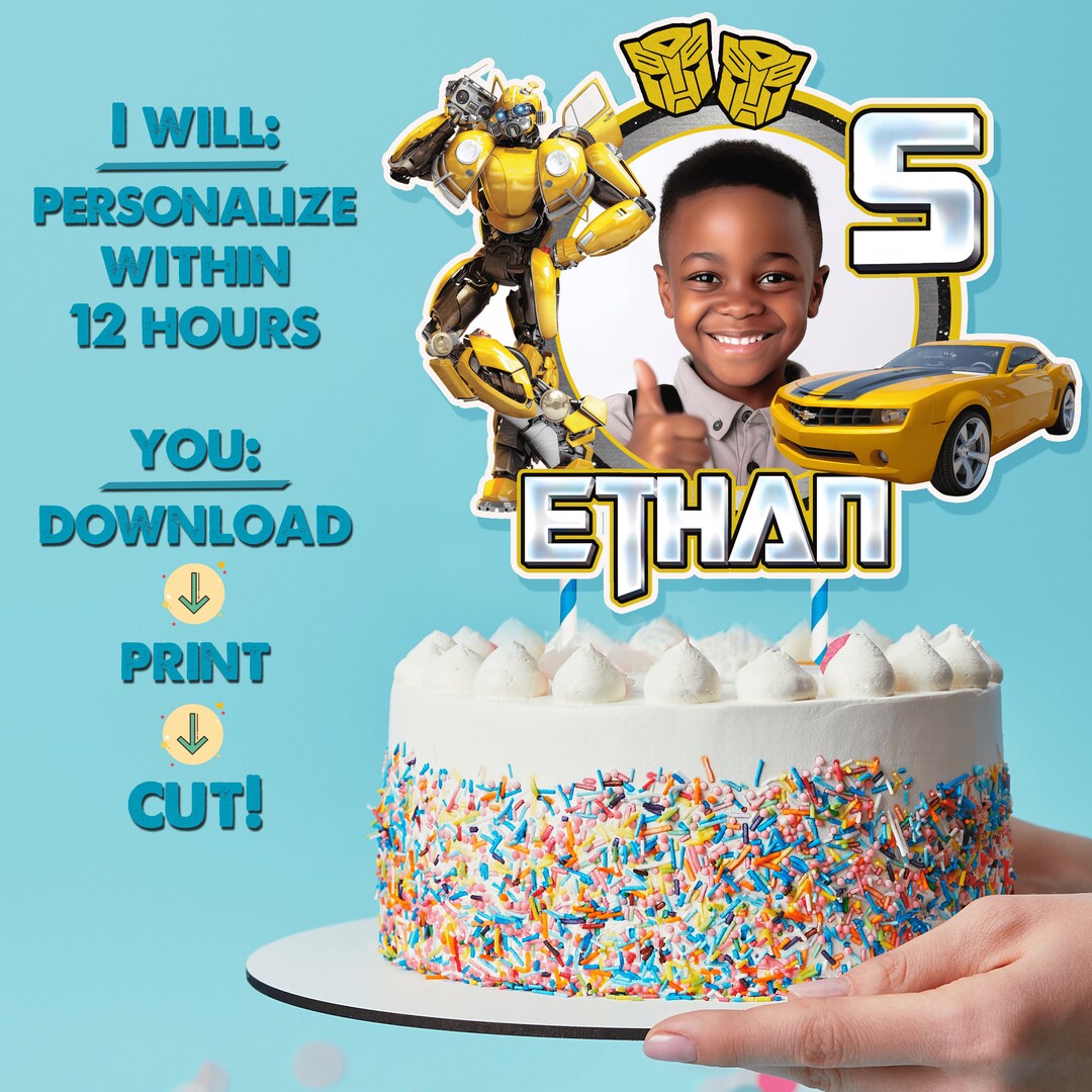 Transformers Cake Topper With PHOTO Bumblebee Printable Cake - Etsy