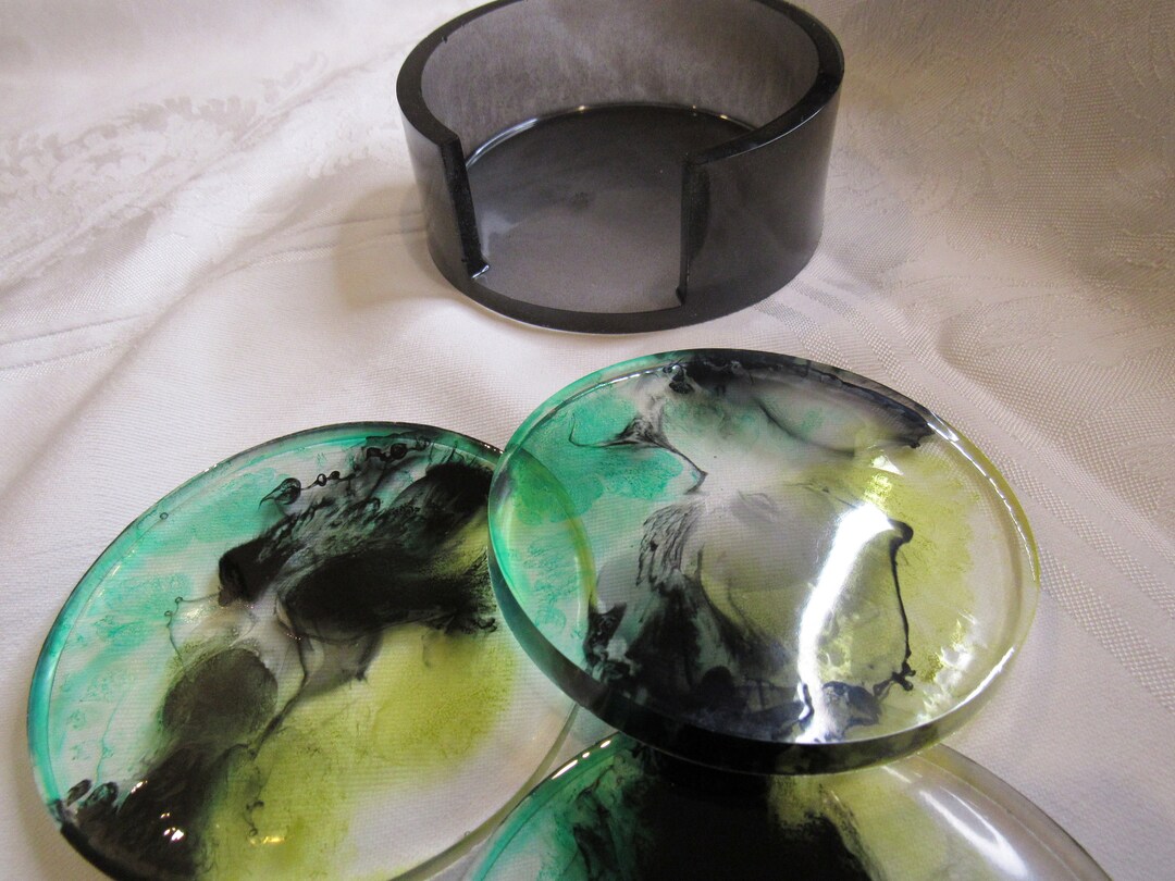 Jamaican Colors 5pcs/coaster Set Includes Coaster Storage - Resin - Etsy