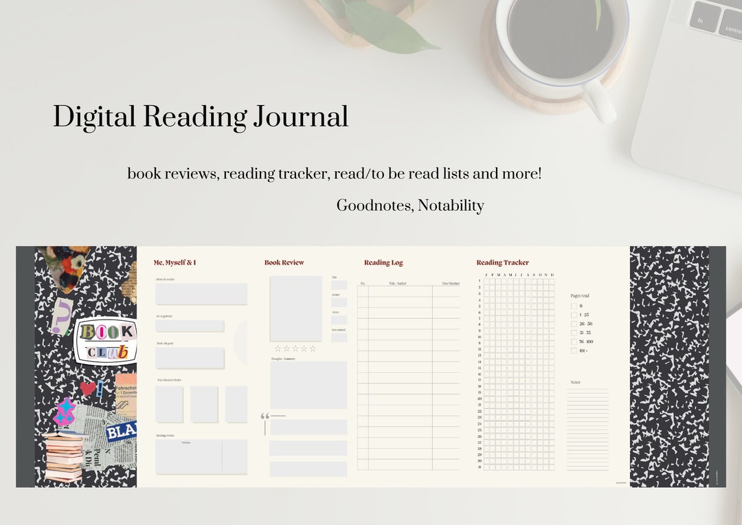 Digital Reading Journal Reading Tracker, Reading Goals, Reading Journal ...