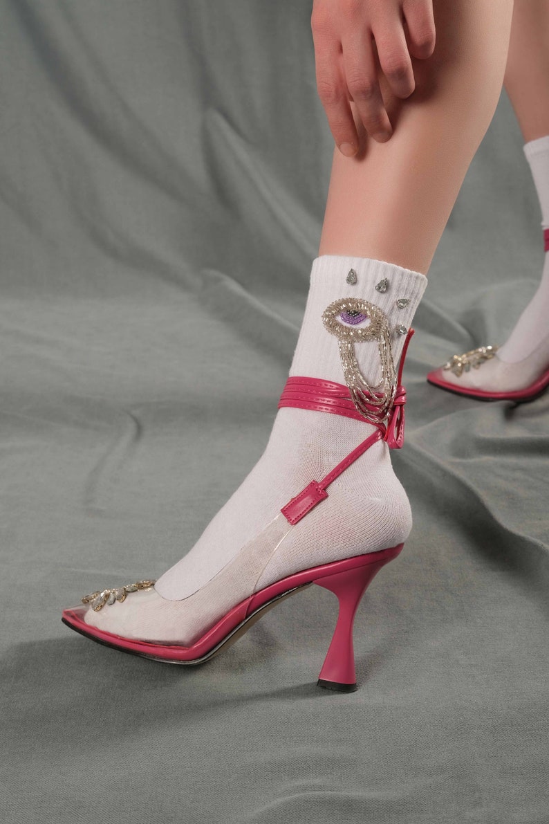 Ajna Expression, Embroidered Women's Ankle Socks With Swarovski Stones ...