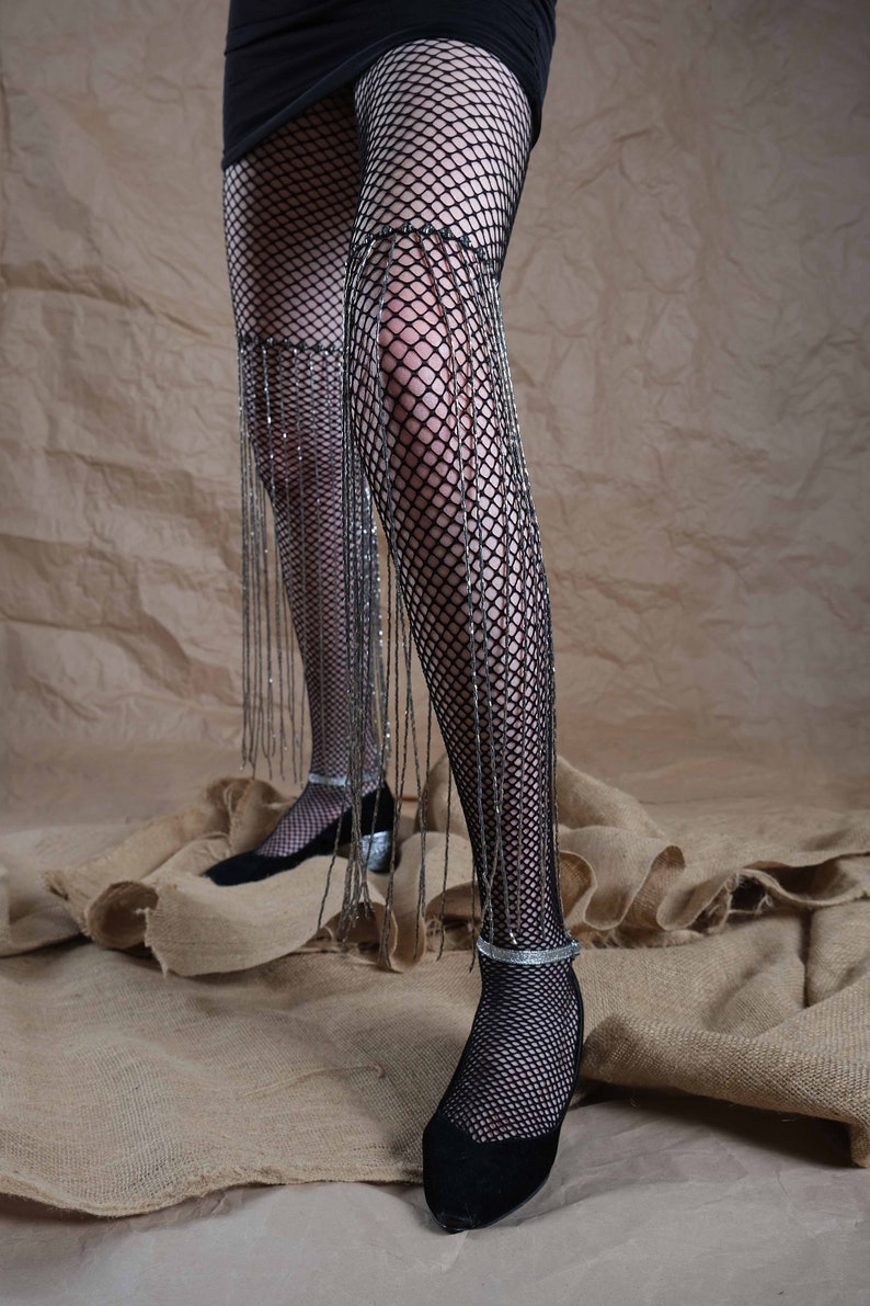 Bead Embroidered Handmade Fishnet Socks, Beaded Handcraft on Fishnet ...