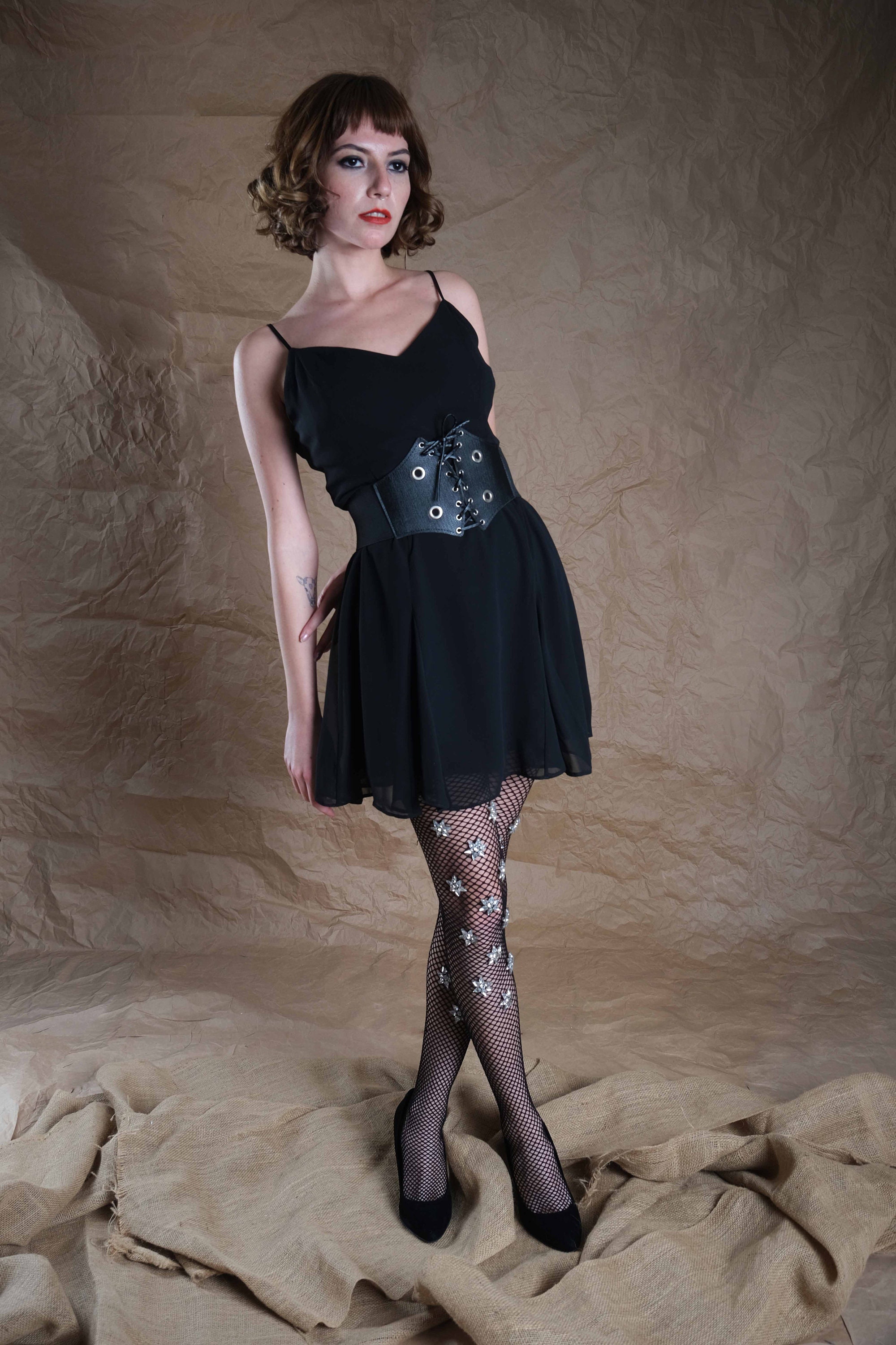 Star Embroidered Fishnet Stockings, Embellished Hosiery, Handmade Socks ...