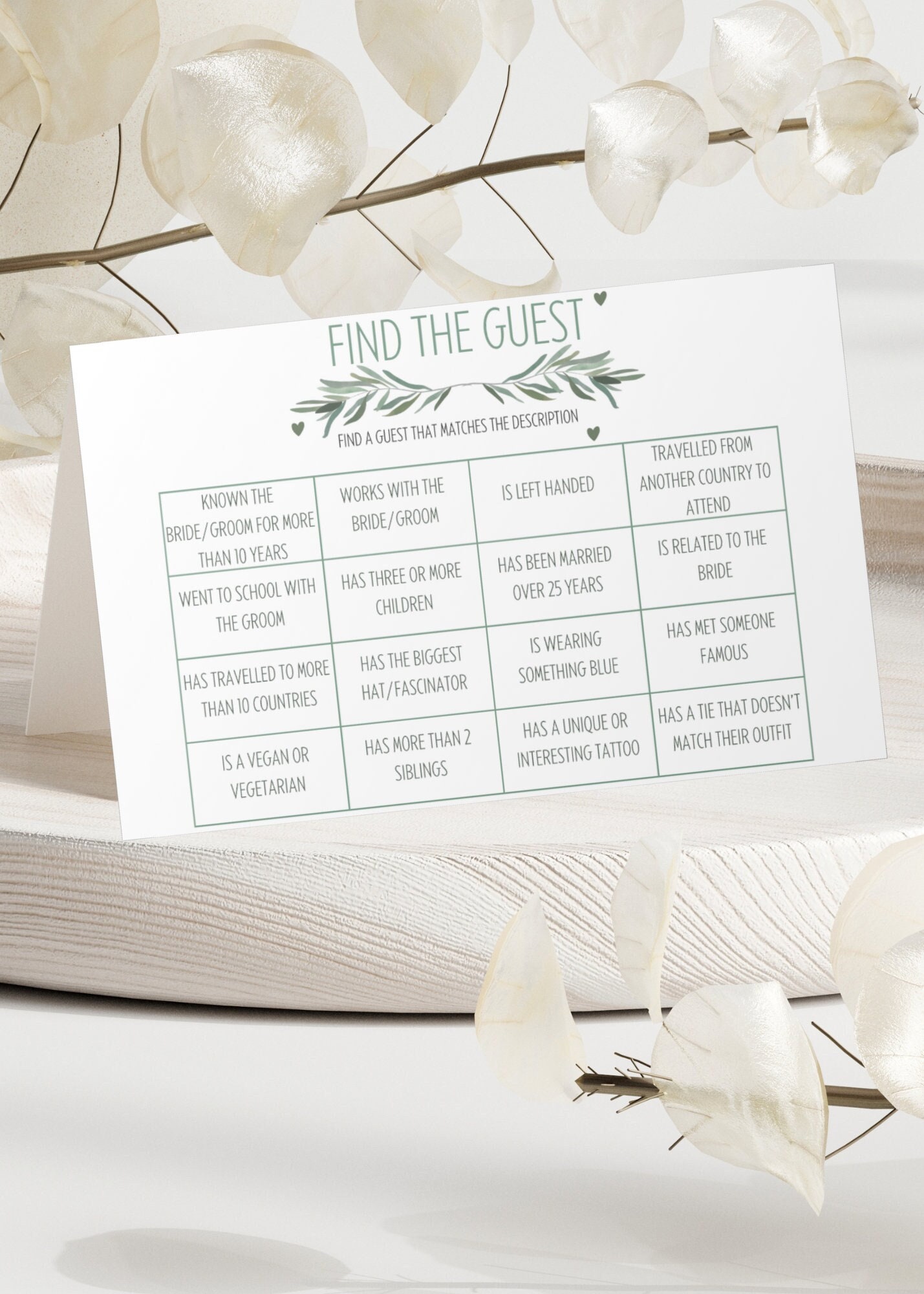Find the Guest Wedding Game, Wedding Day Table Game, Printable Wedding ...
