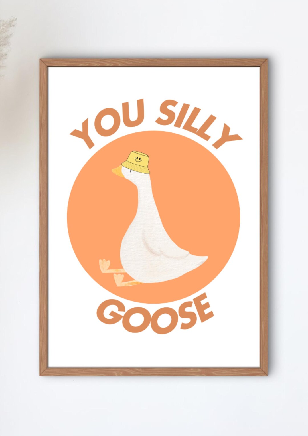 Silly Goose Wall Art, Cute Goose Poster, Orange Room Decor, Farm Animal ...