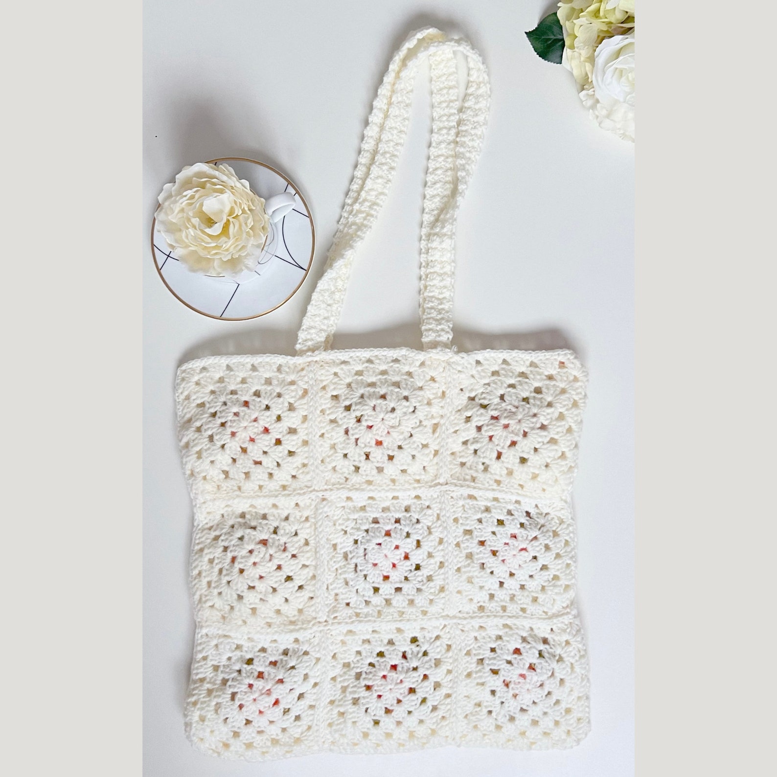 Crochet Pattern Granny Square Tote Bag Crochet Tote Bag Pattern, Flower ...