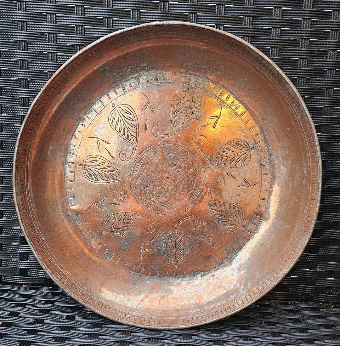 Antique Middle Eastern Handcrafted Tinned Copper Decorative Bowl Plate ...