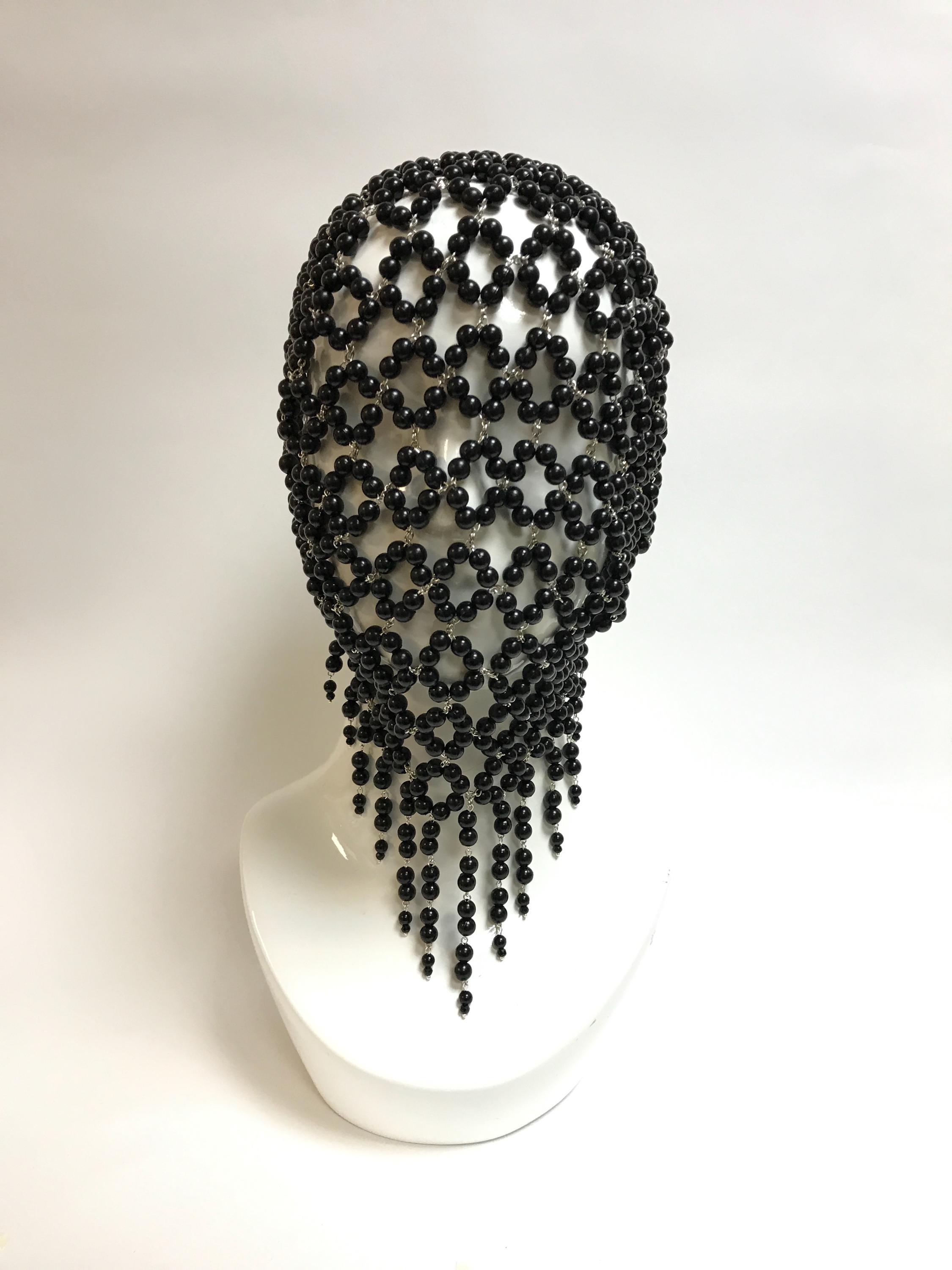 Black Beaded Face Mask: Avant Garde Full Face Jewelry Accessory for ...