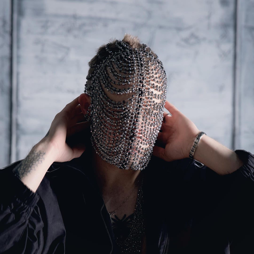 Full Coverage Beaded Face Mask: Unisex Face Veil for Parties, Events ...