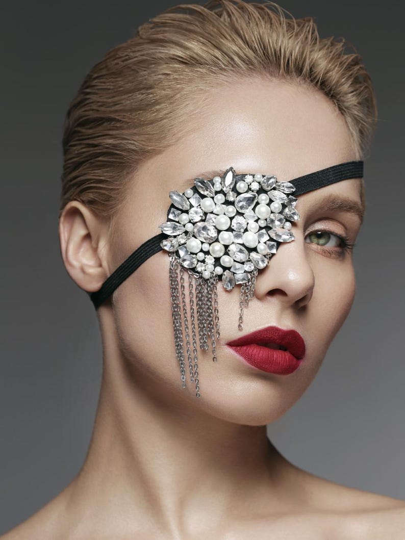 Pearl Pirate Eye Patch - Crystal Eyewear With Pearls and Chains ...