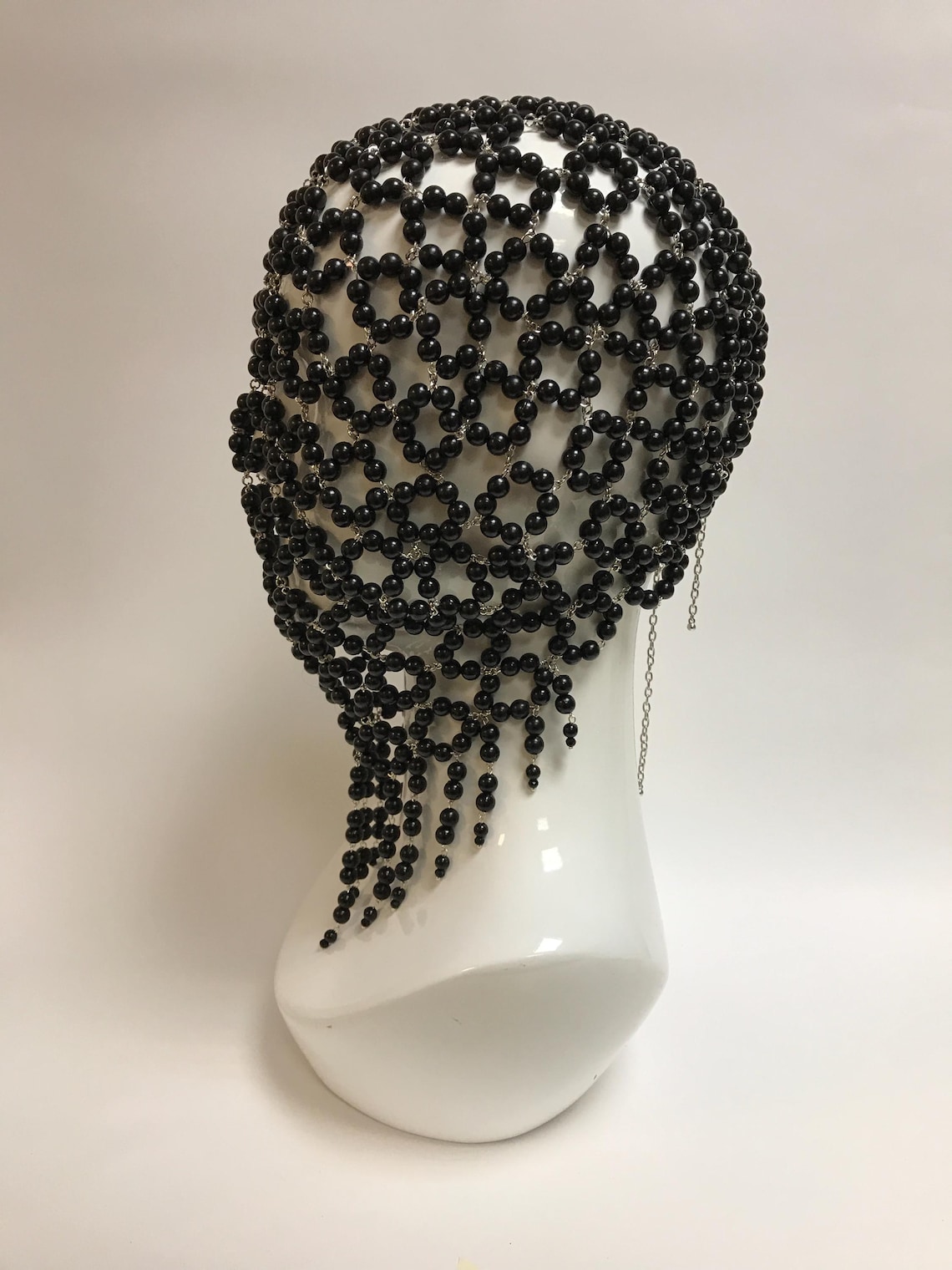 Black Beaded Face Mask: Avant Garde Full Face Jewelry Accessory for ...