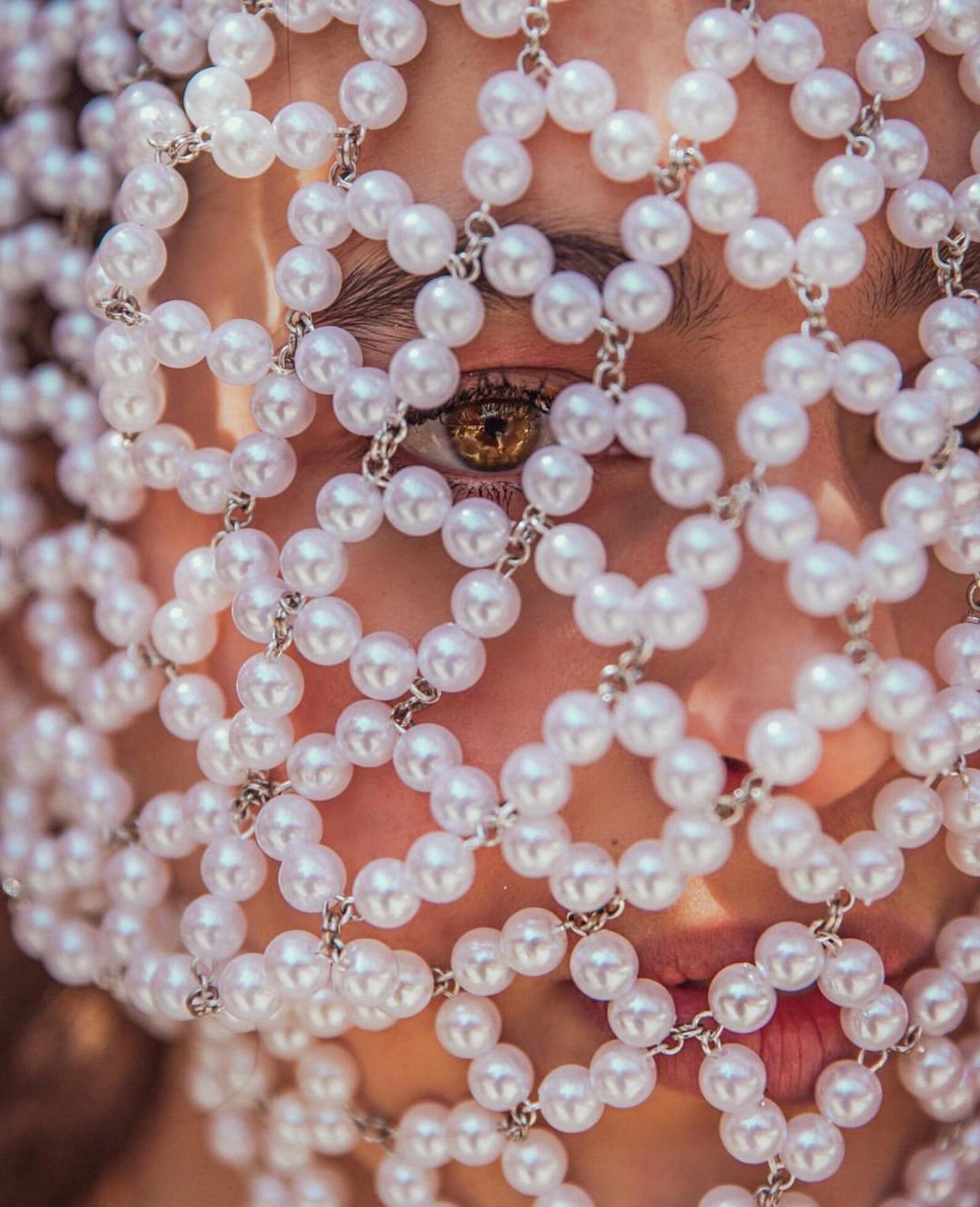 Pearl Face Mask - Full Face White Mask - Wedding Veil Mask - Masquarade ...