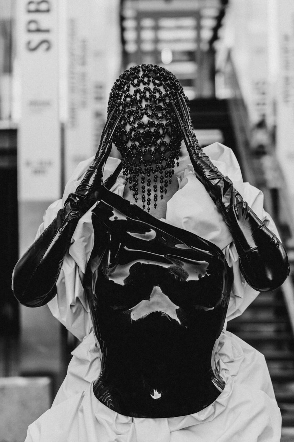 Black Beaded Face Mask: Avant Garde Full Face Jewelry Accessory for ...