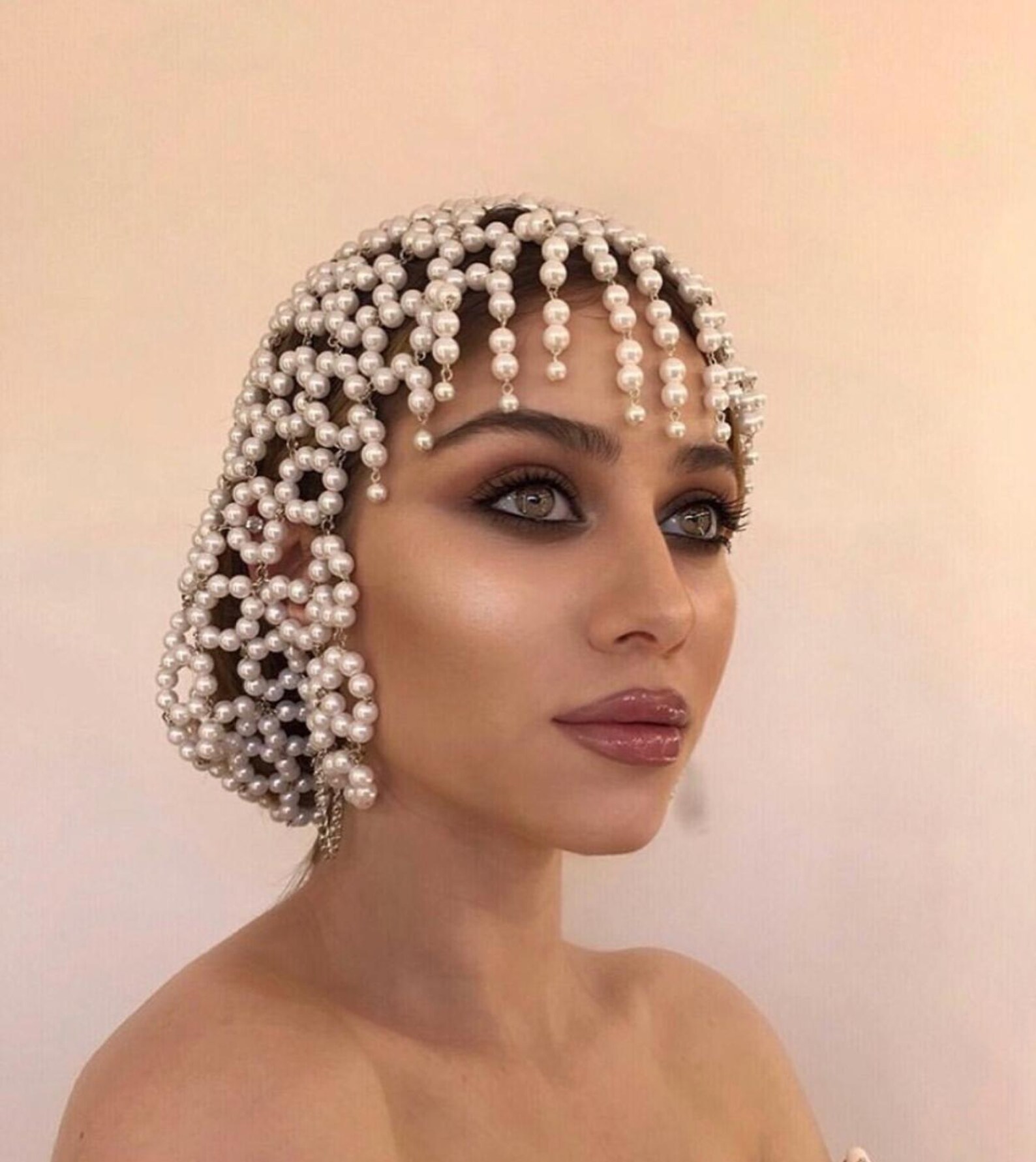 Pearl Face Mask - Full Face White Mask - Wedding Veil Mask - Masquarade ...
