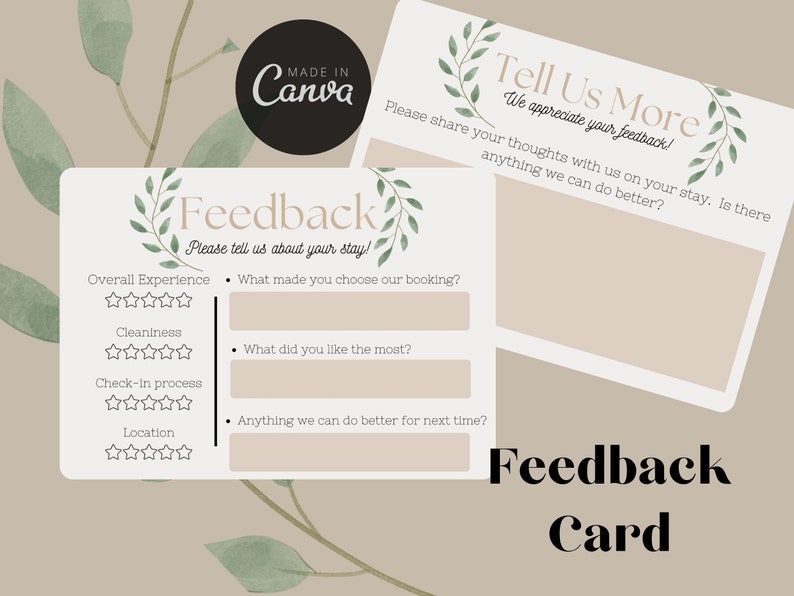 Airbnb Feedback Card Templates - Etsy