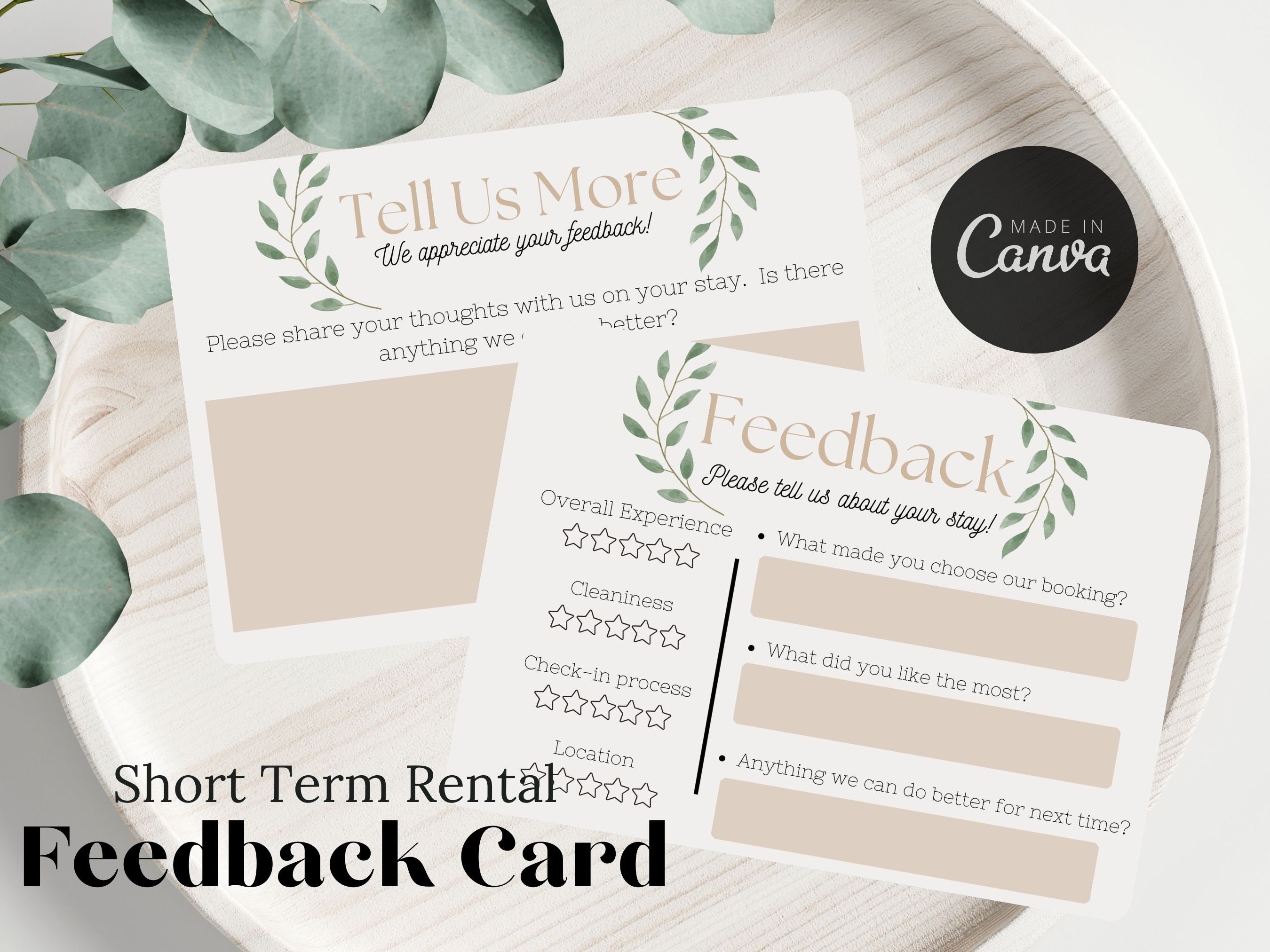 Airbnb Feedback Card Templates - Etsy
