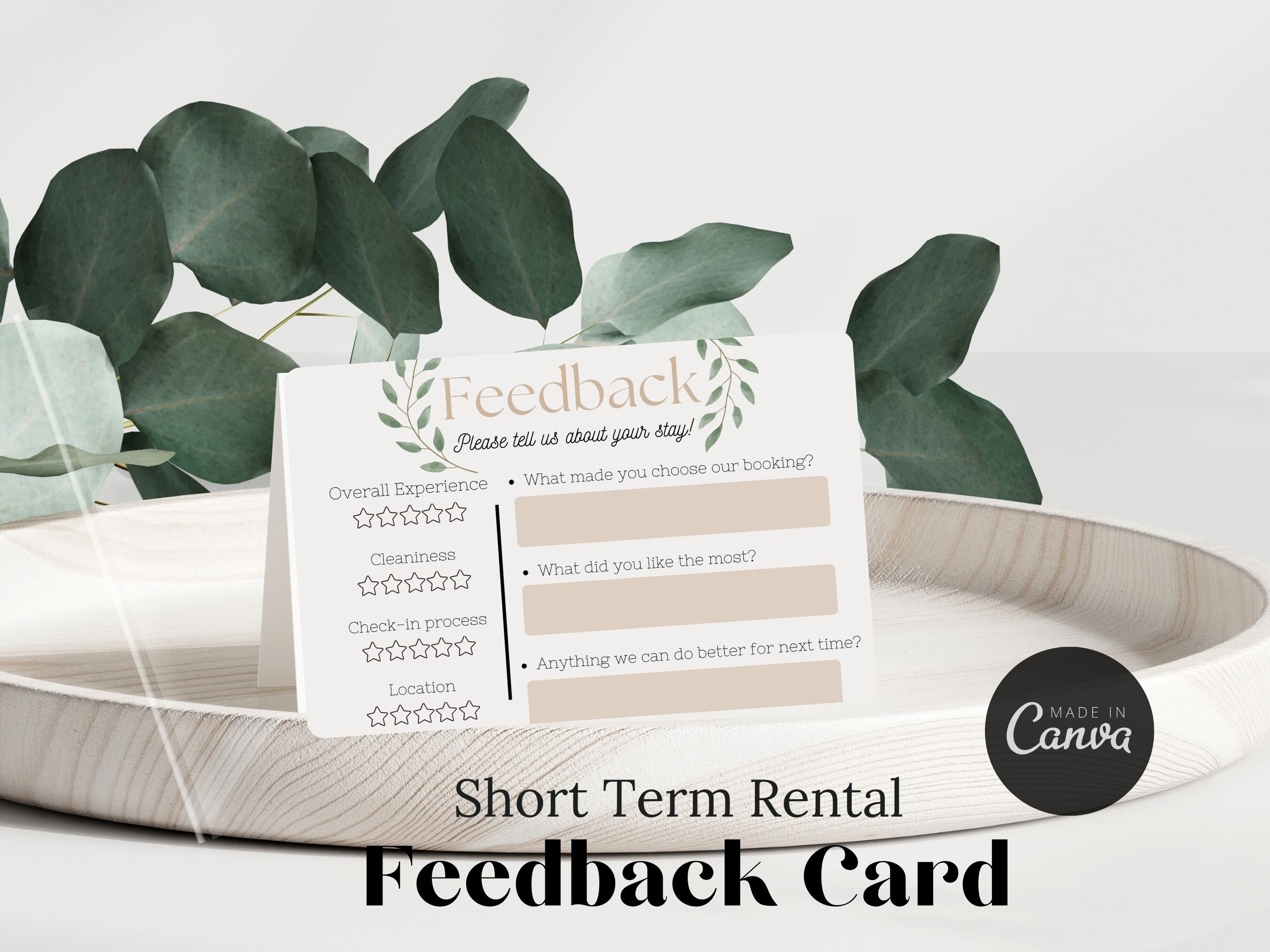 Airbnb Feedback Card Templates - Etsy