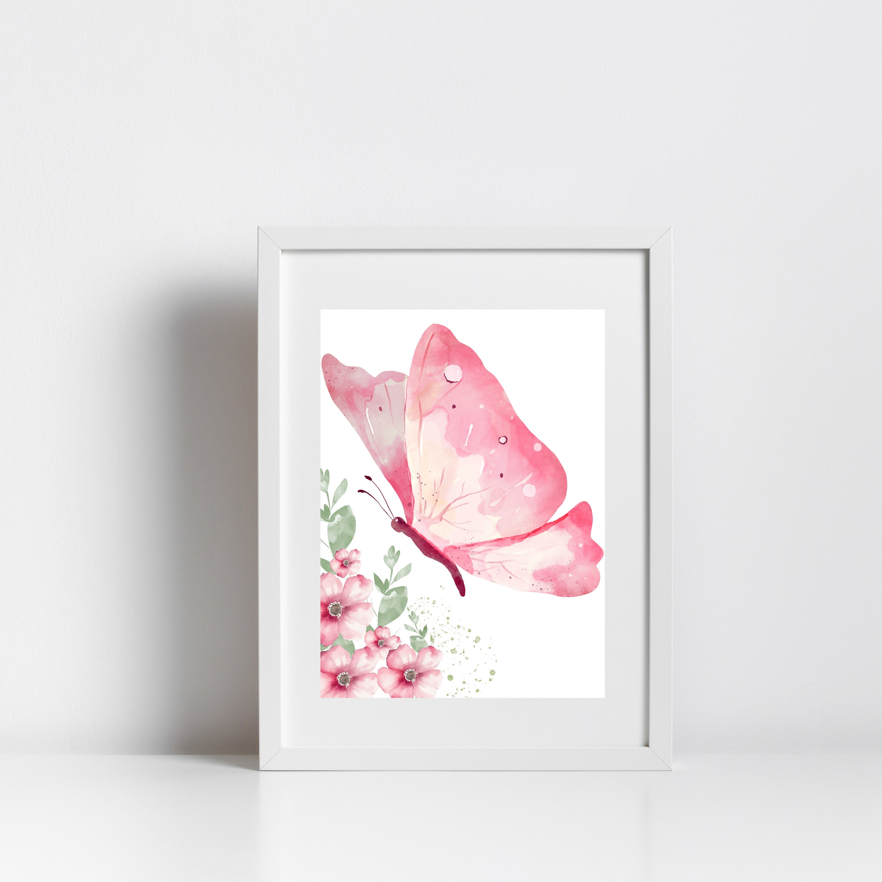 Pink Butterfly Wall Art, Butterfly Print, Girls Bedroom Decor ...