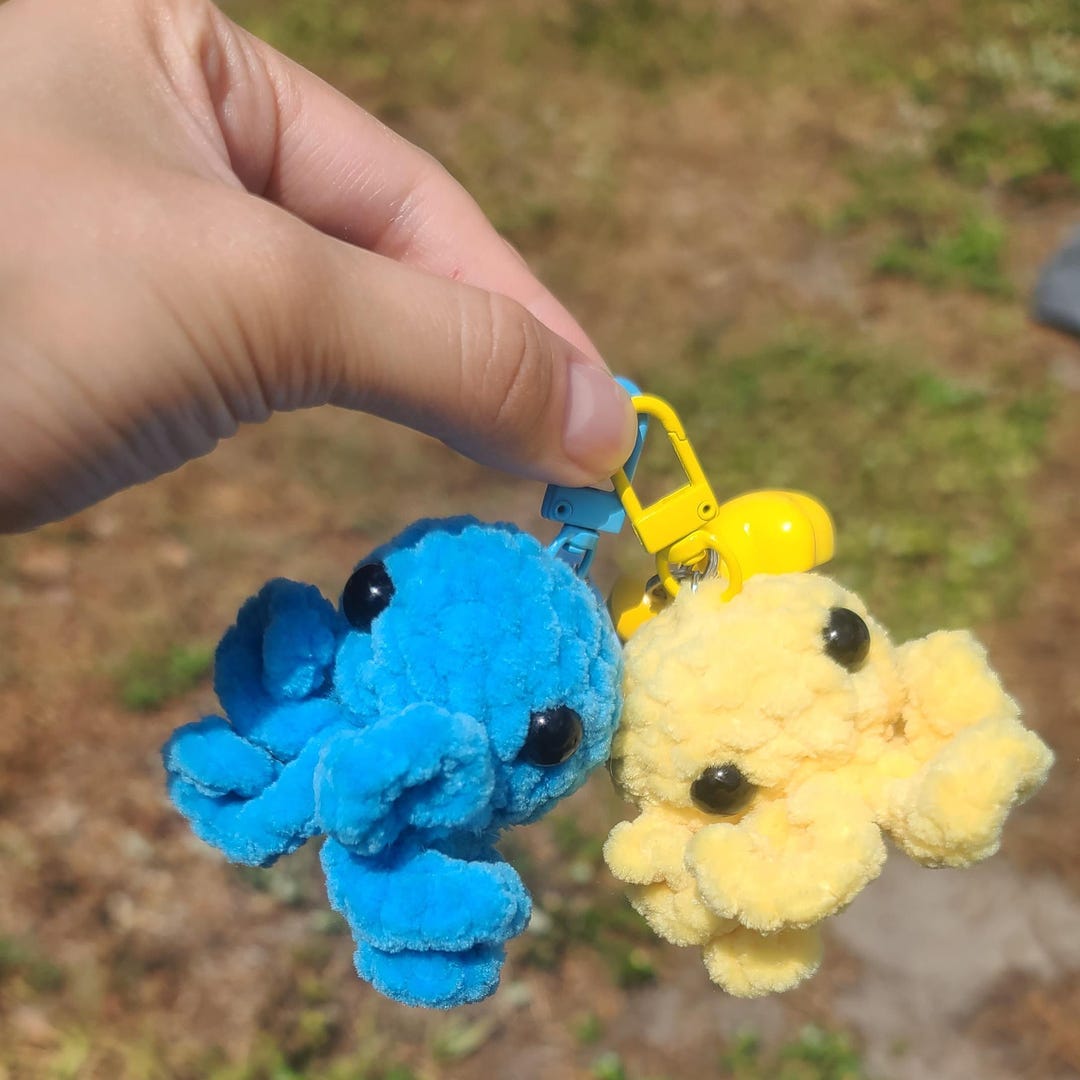 Crochet Octopus Keychain: Plush Amigurumi With Star Charm - Etsy