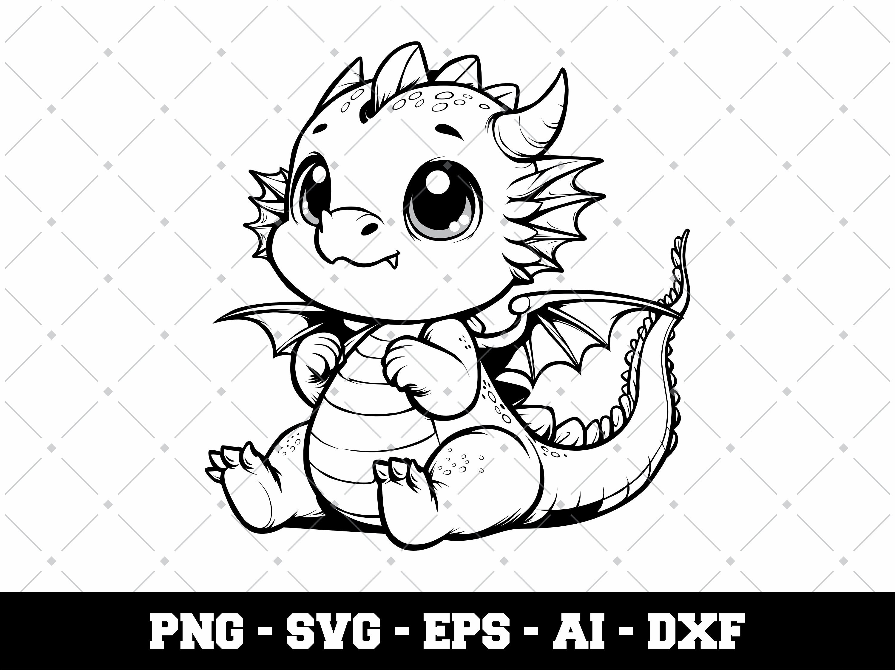 Baby Dragon SVG File Silhouette, Dragon Vector, Dragon SVG 2024, Dragon ...