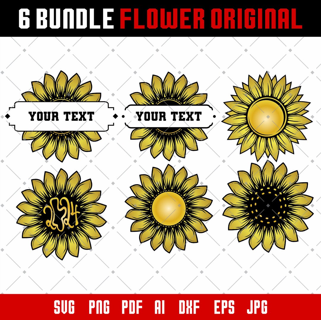 Sunflower SVG, Floral SVG, Monogram Svg, Sunflower Cricut, Sunflower ...