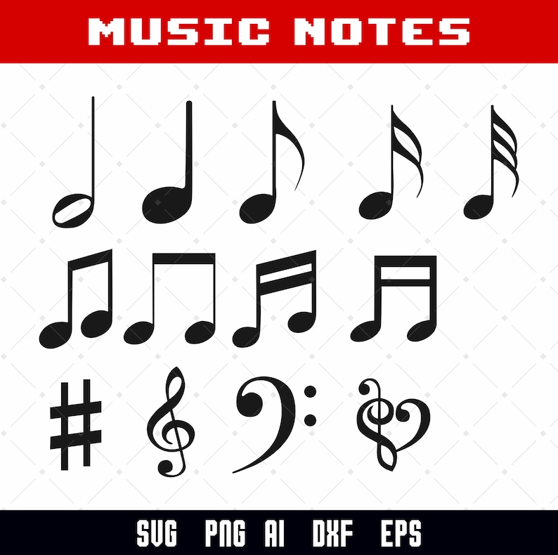 Music Notes Svg, Musical Notes Clipart, Music Note Svg Bundle, Musical ...