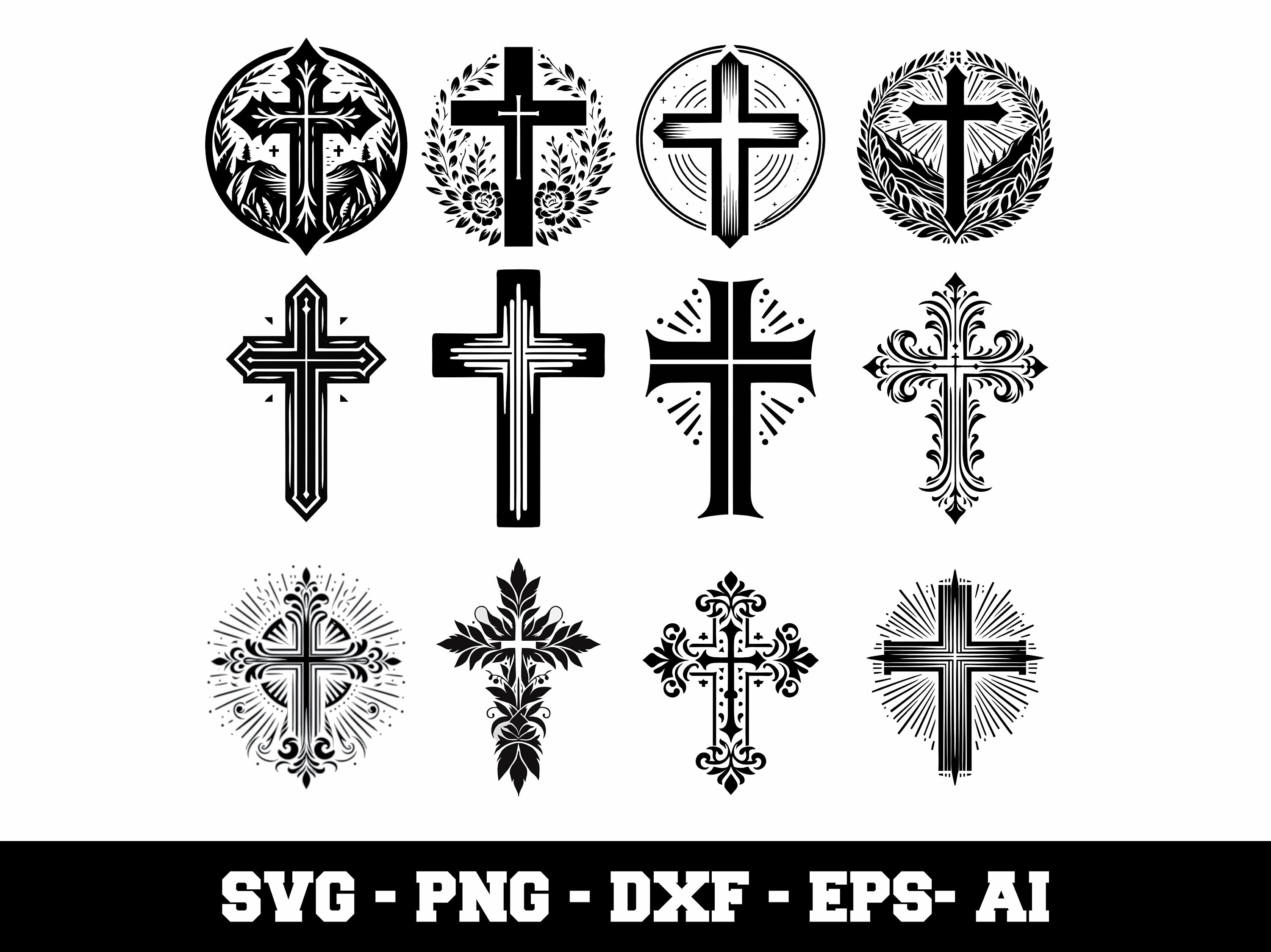 Cross Svg Bundle, Jesus Cross Svg, Cross Svg Cricut, Cross Silhouette ...