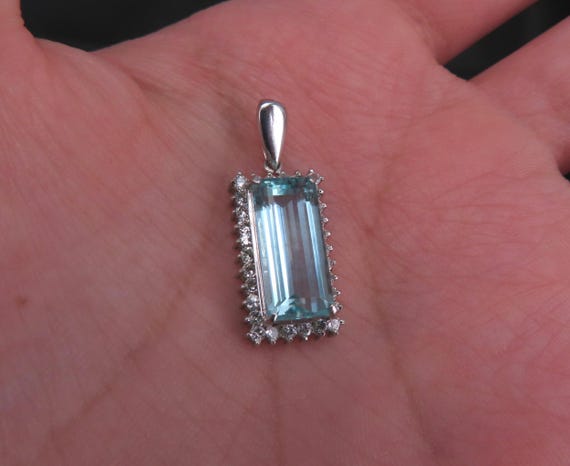 Vintage 3.00ct Emerald Cut Natural Aquamarine 0.43ct … - Gem