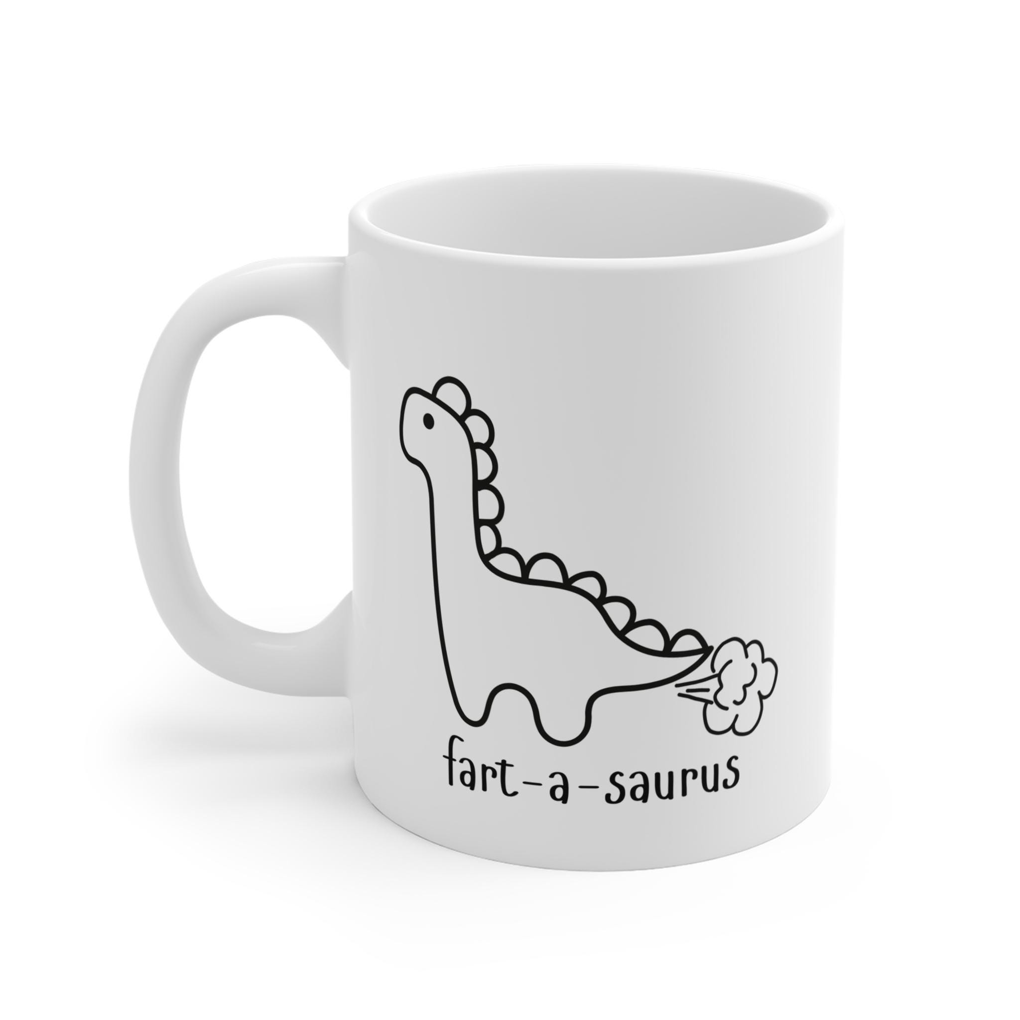 Funny Dinosaur Mug - Cute Fart-a-saurus Coffee Cup for Kids, Fun Gag ...