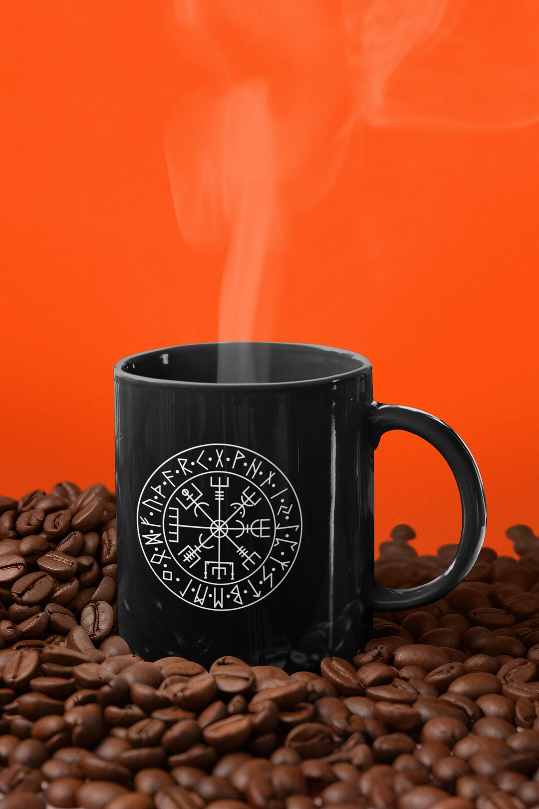 Nordic Runes Black Mug, Unique Gifts for Him, Outdoorsy Coffee Cup ...