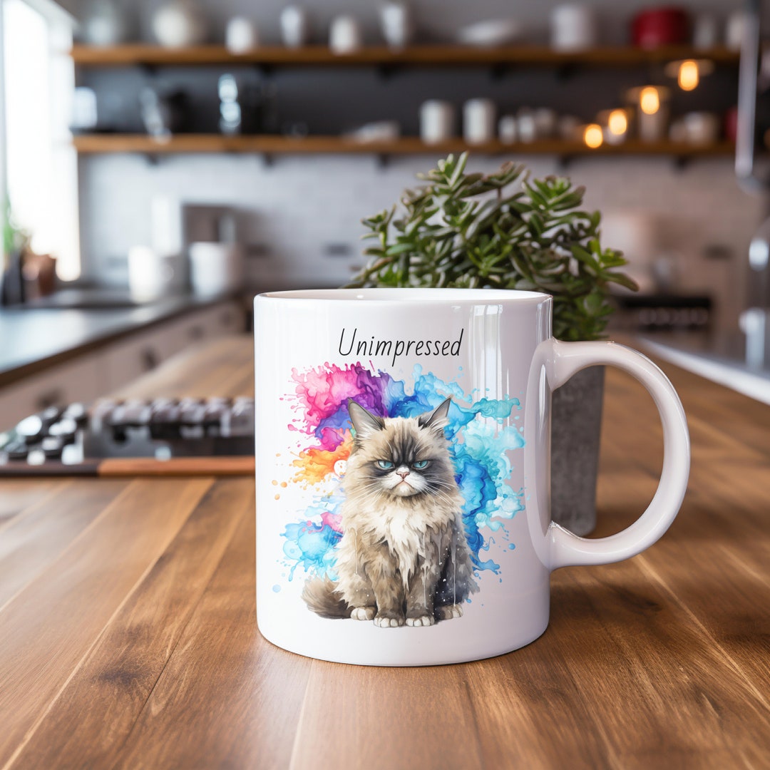 Unimpressed Cat Coffee Mug, Funny Cat Mug, Gifts for Cat Lovers, Cute ...
