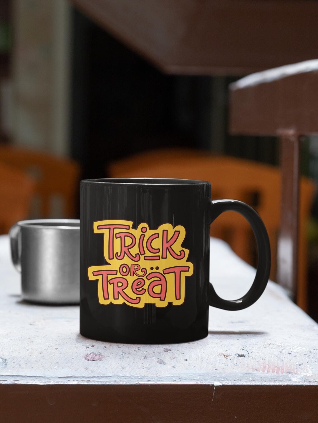 Trick or Treat Black Coffee Mug, Trick or Treat Mug, Halloween Gift ...