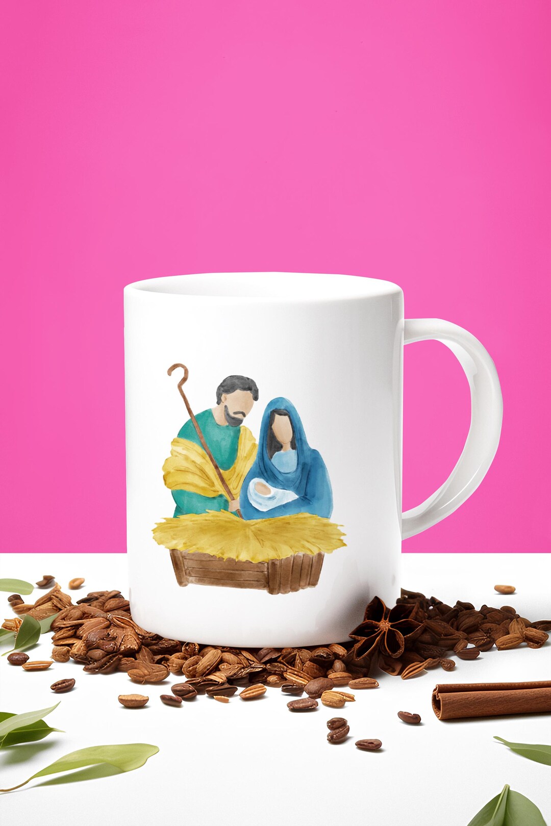 Colorful Nativity Scene Mug, Cozy Drinkware for Christmas, Holiday Gift ...
