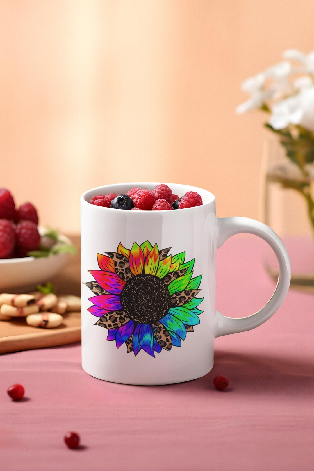 Sunflower Ceramic Mug, Artsy Floral Cup, Colorful Flower Coffee Mug ...