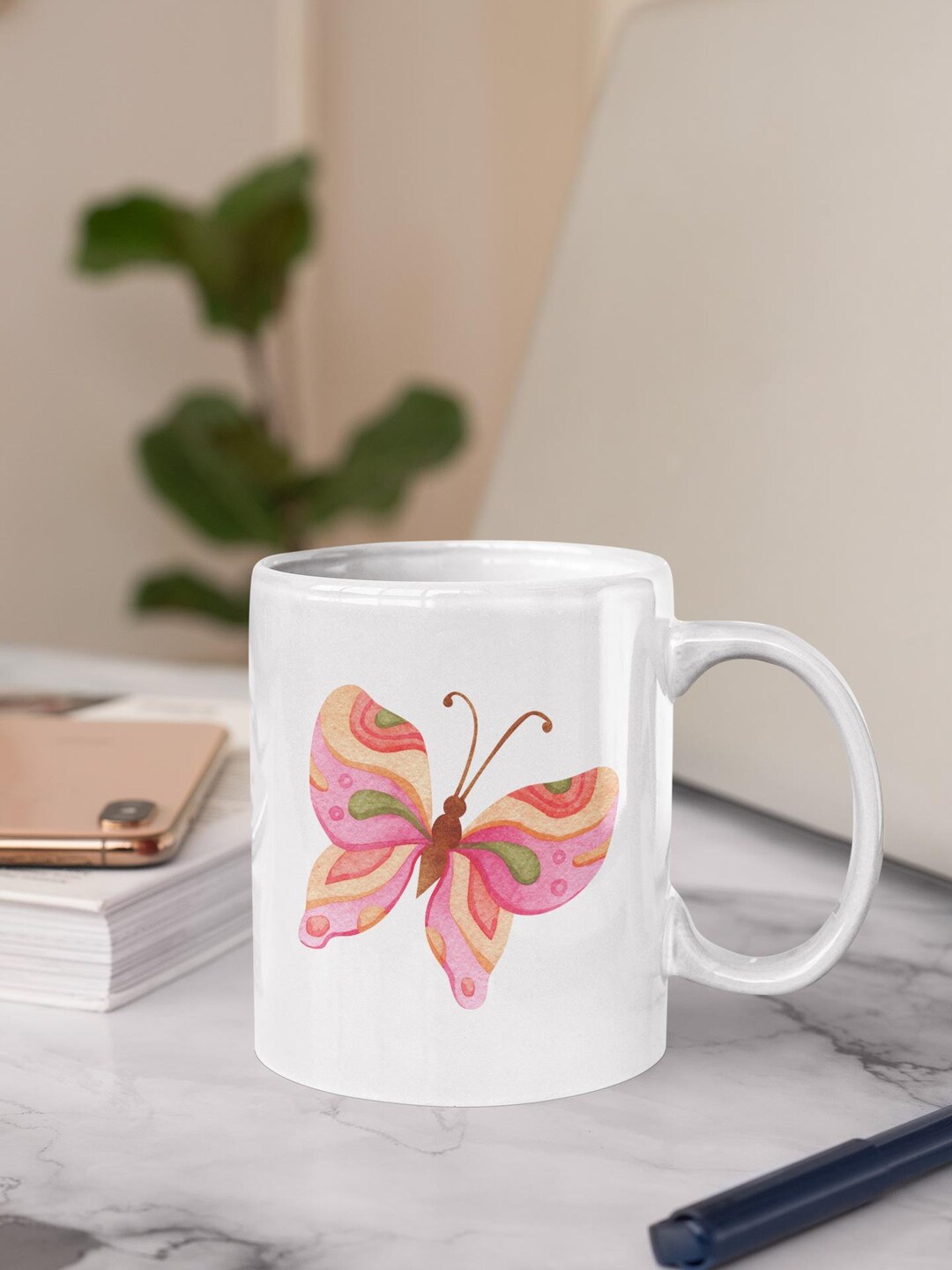 Whimsical Butterfly Mug, Butterfly Coffee Cup, Cute Gift for Nature ...