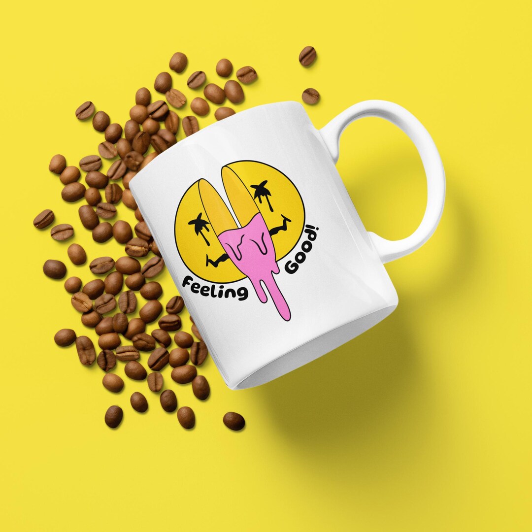 Melty Goofy Face Ceramic Mug, Feeling Good Mug, Funny Coffee Cup ...