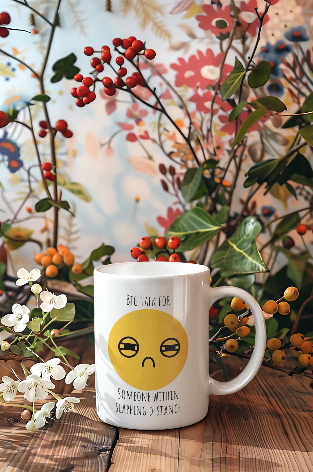 Sarcastic Coffee Mug Gift, Slapping Distance, Funny Face Coffee Mugs ...