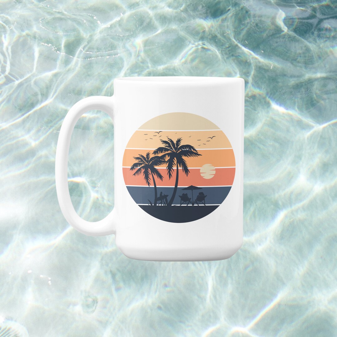 Beach Lovers Palm Trees Coffee Mug, Funny Beach Mug, Summer Vibes ...