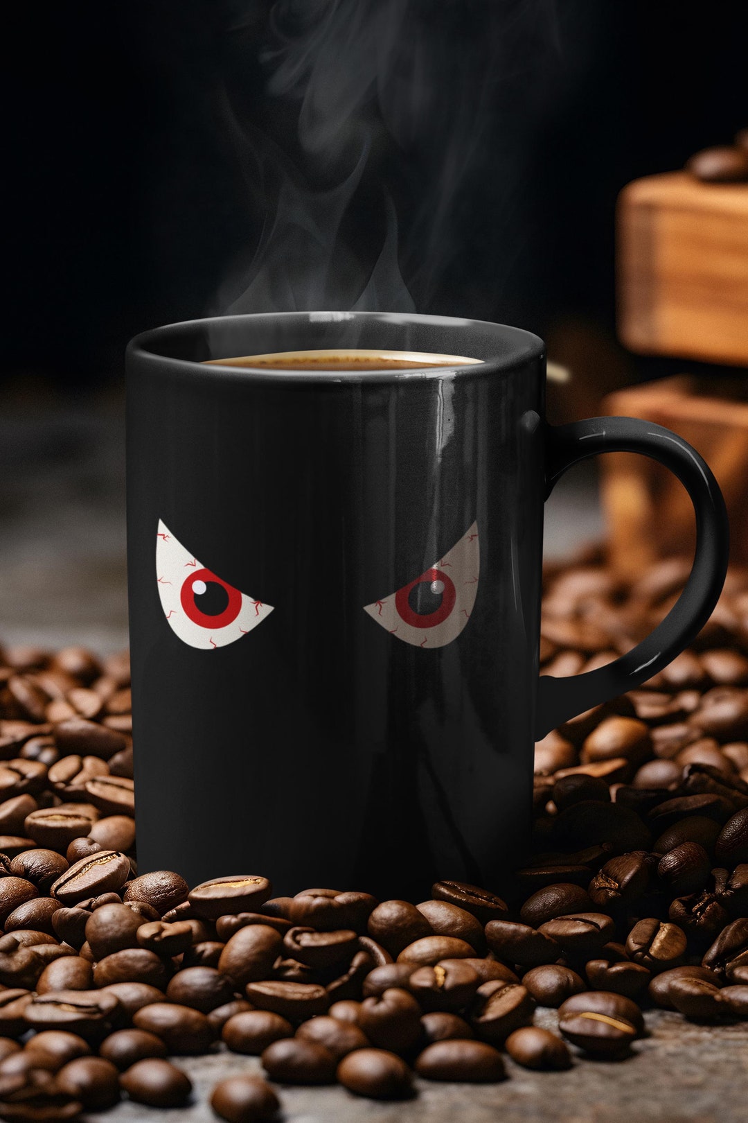 Creepy Halloween Eyes Coffee Mug, Halloween Mugs, Halloween Holiday ...
