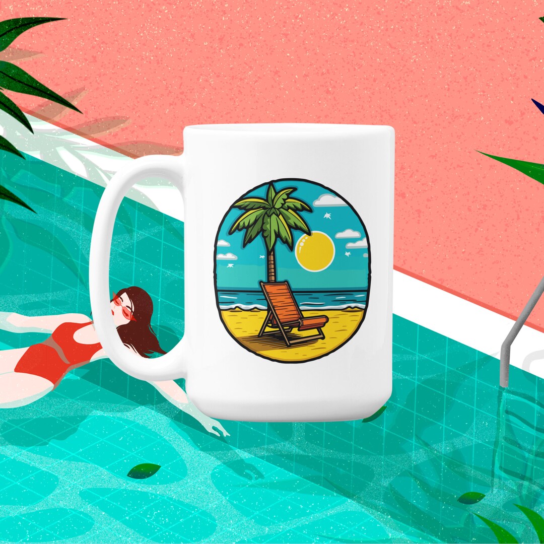Beach Lovers Lounge Coffee Mug, Palmtree Mug, Beach Life Mugs, Beach ...