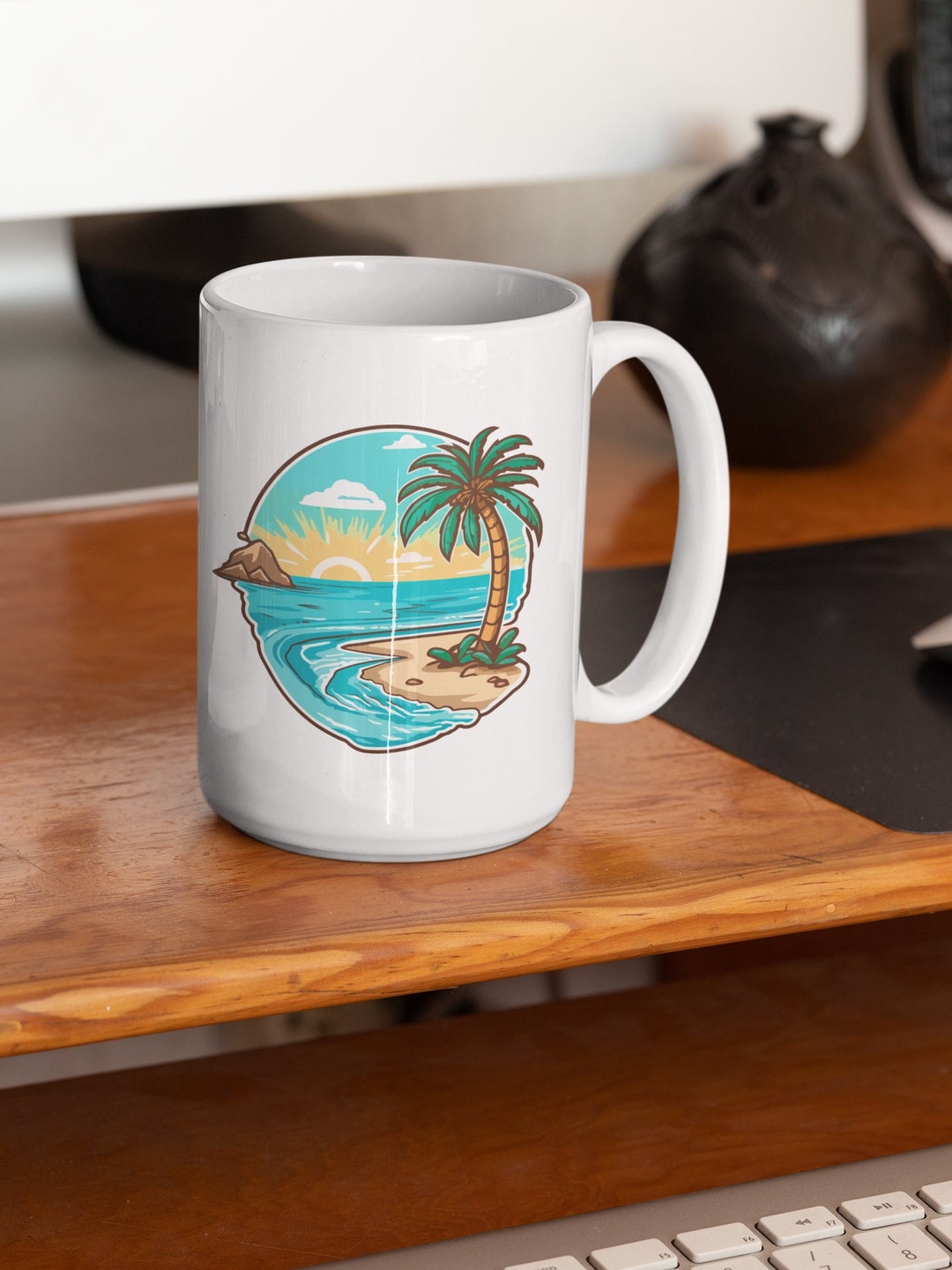 Beach Lovers Coffee Mug, Beach Scene Coffee Mug, Beach Lovers Mug ...
