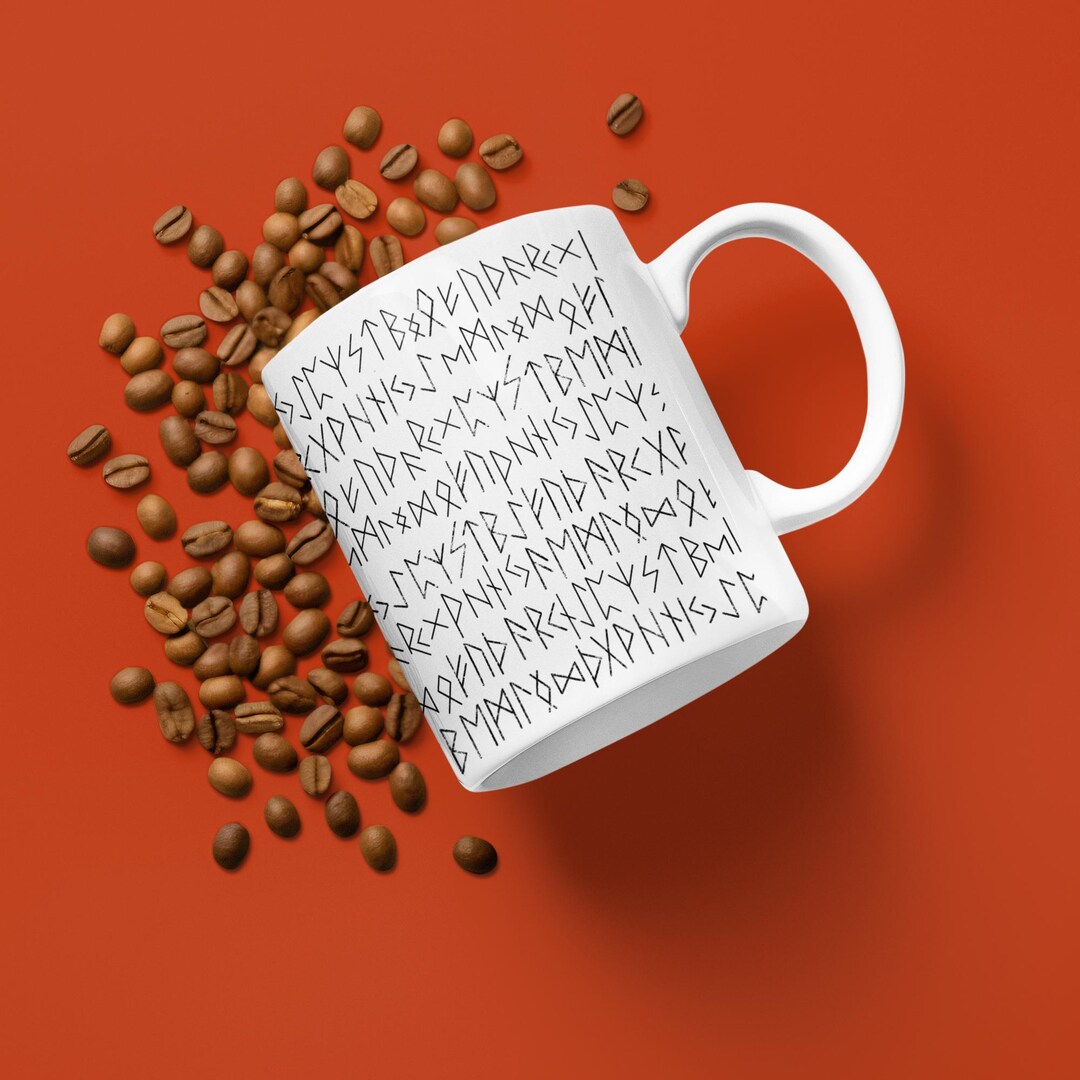 Viking Runes Mug, Nordic Coffee Cup, Norse Symbol Tea Mug, Scandinavian ...