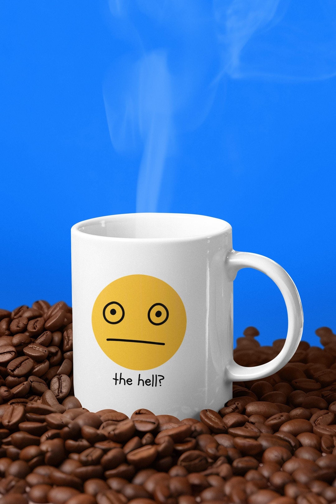 Goofy Face Ceramic Mug, Snarky Mug, Funny Coffee Cup, Smiley Face ...