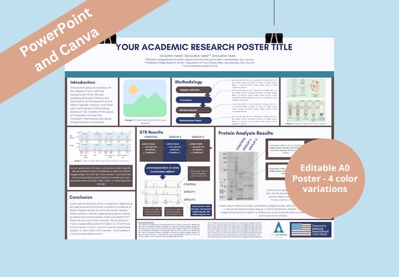 A0 Academic Poster Powerpoint and Canva Editable Template Horizontal ...