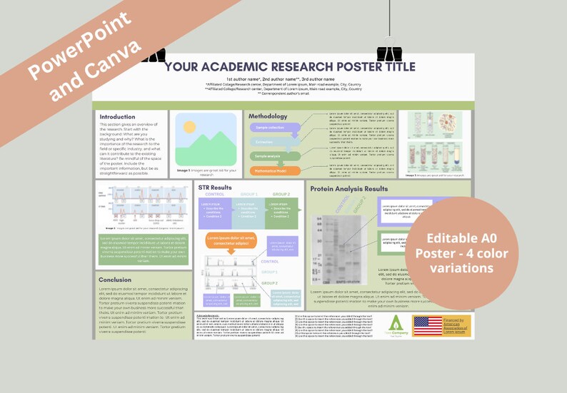A0 Academic Poster Powerpoint and Canva Editable Template Horizontal ...