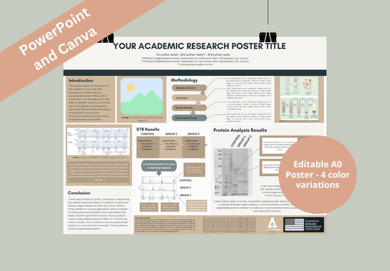 A0 Academic Poster Powerpoint and Canva Editable Template Horizontal ...