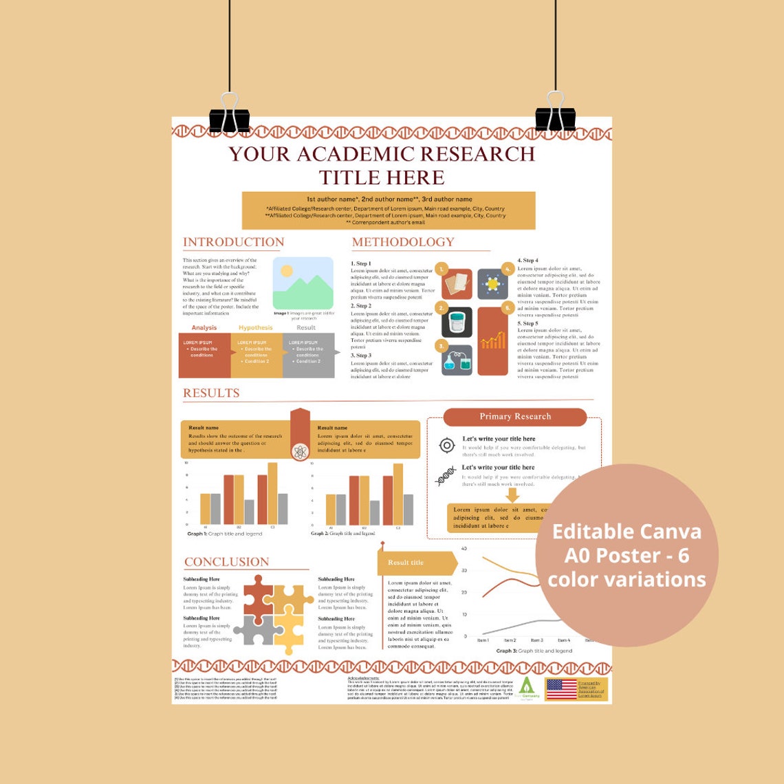 Academic Scientific Research A0 Poster Canva Editable Template A0 - Etsy