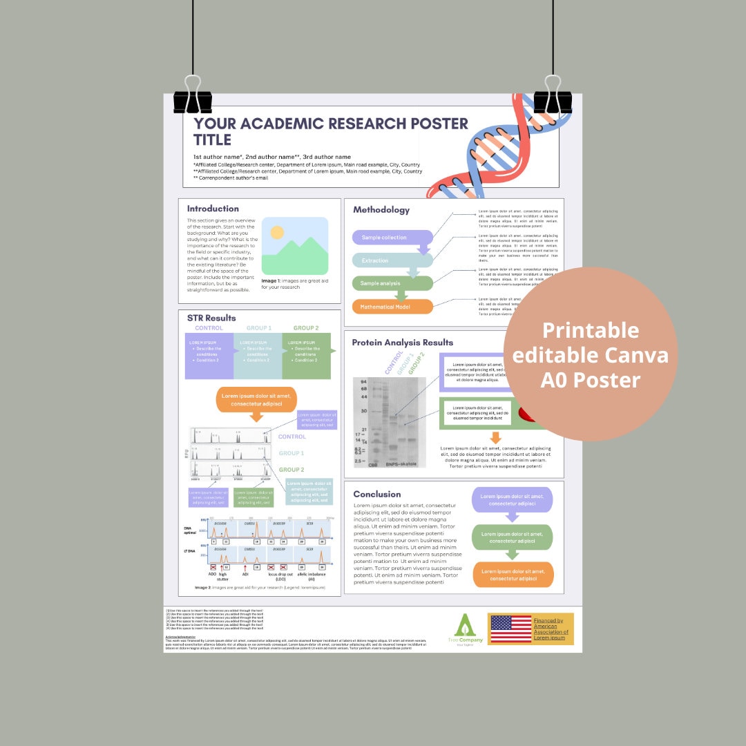 A0 Academic Scientific Research Poster Canva Editable Template other ...
