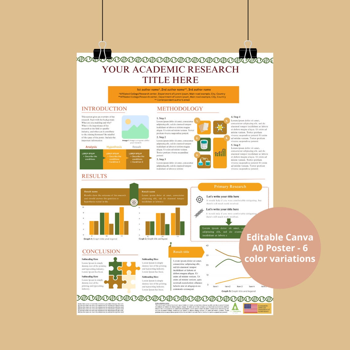 Academic Scientific Research A0 Poster Canva Editable Template A0 - Etsy