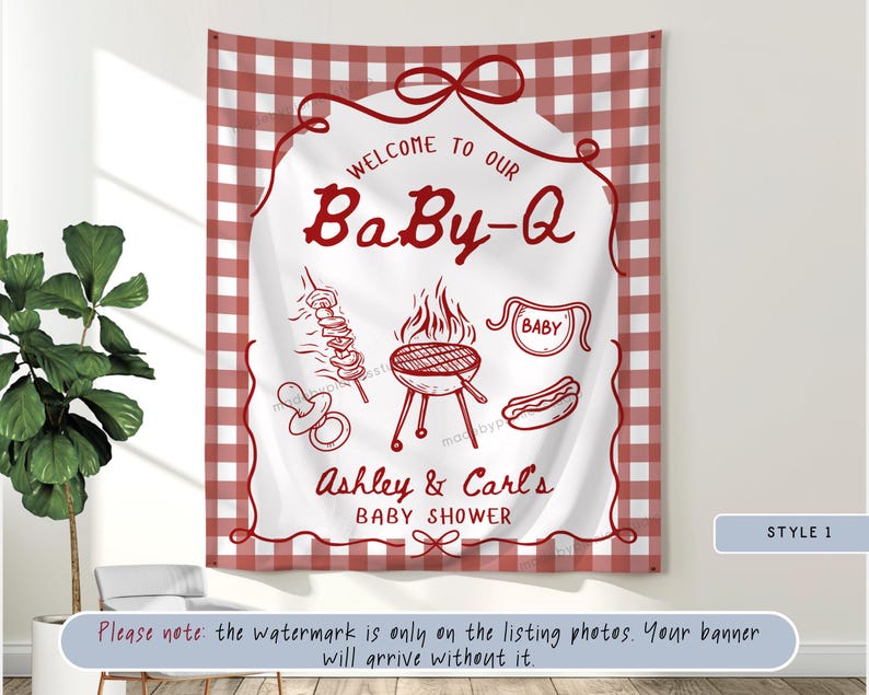 Personalized Baby-q Baby Shower Banner, Custom BBQ Grill Baby Sprinkle ...